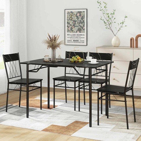 Costway 5pcs Dining Table Set For 4 Rectangular Kitchen Table & 4 ...