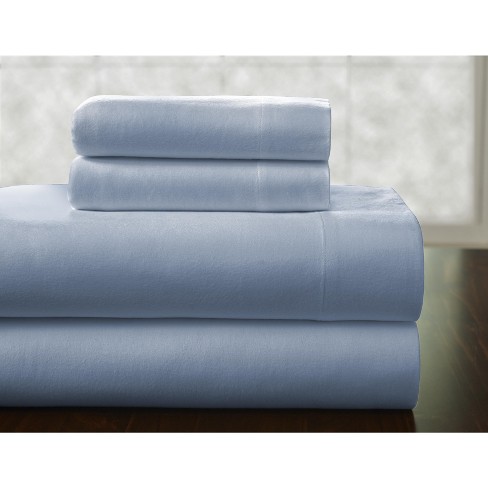 Pointehaven Heavy Weight 100% Cotton Blue Solid 170 Gsm Flannel 4 Pc ...