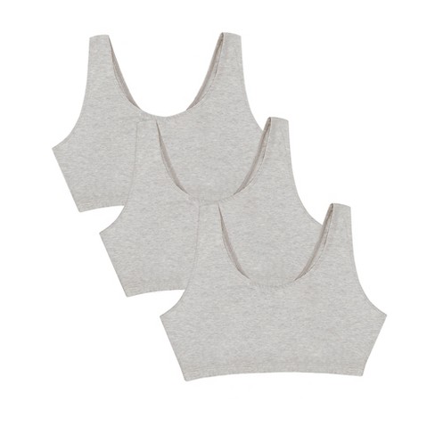 Fruit Of The Loom Women's Tank Style Cotton Sports Bra 3-pack Grey/grey ...