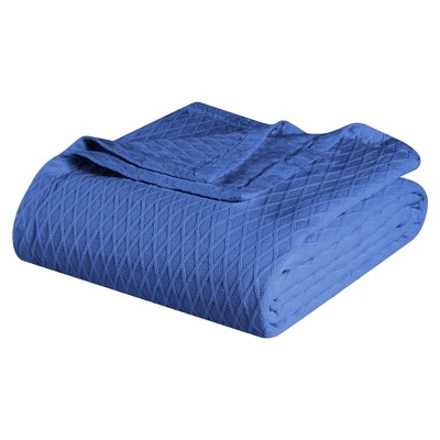 Classic Diamond Weave Cotton Blanket, California King, Merritt Blue ...