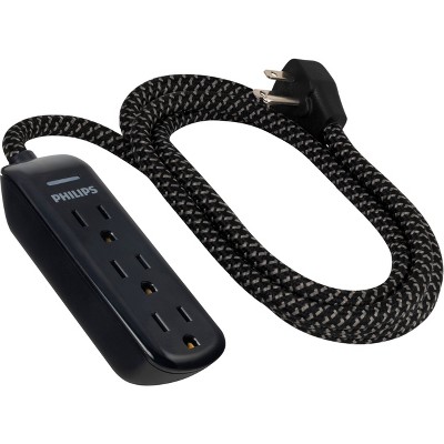 Philips 8' 3-outlet Grounded Extension Cord - Black : Target