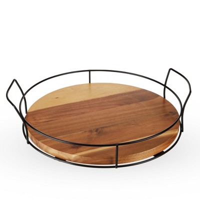 Twine Modern Manor Cocktail Tray, Round Serving Platter With Handles ...
