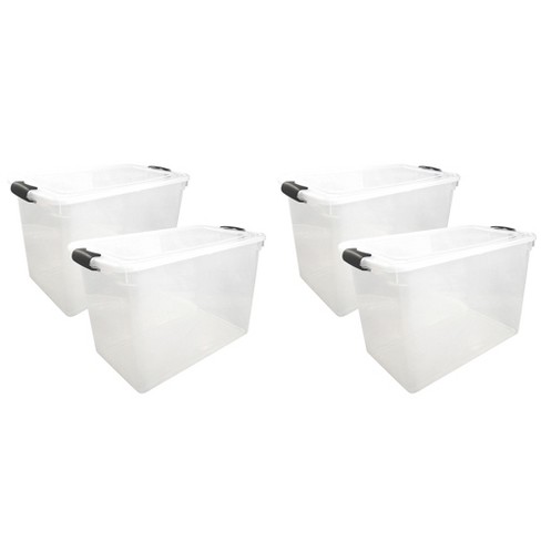 Homz 112 Quart Extra Large Rectangular Clear Plastic Storage Container ...