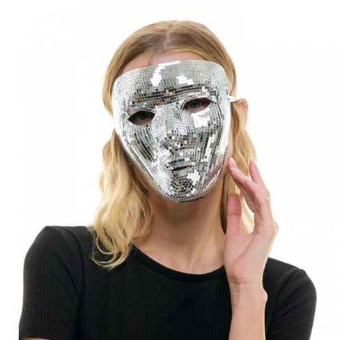 Kbw Bedazzled Silver Mirror Face Mask Adult Costume Accessory : Target