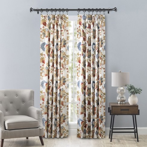 Ellis Cambridge Lined Jacquard Pinch Pleat Jacobean Floral Print ...