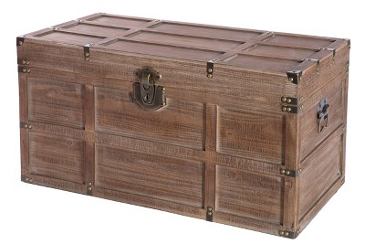 Vintiquewise Rustic Large Wooden Storage Trunk With Lockable Latch : Target