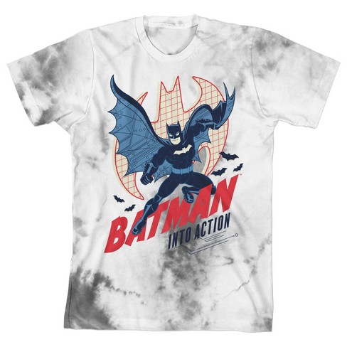 Dc Comic Book Batman Youth Boys Grey Cloud Wash Graphic Tee : Target