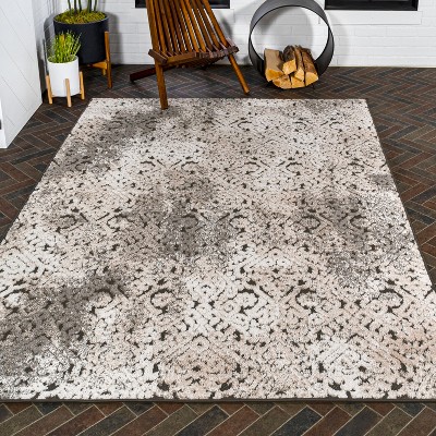 Jonathan Y Duenas High-low Shabby Damask Cream/beige/dark Gray 5 Ft. X ...