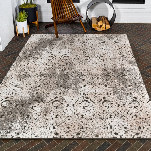 Jonathan Y Duenas High-low Shabby Damask Cream/beige/dark Gray 5 Ft. X ...