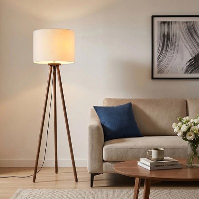 60.5" Modern Nordic Tripod Standing Lamp, UL Certified, Premium Wood ...