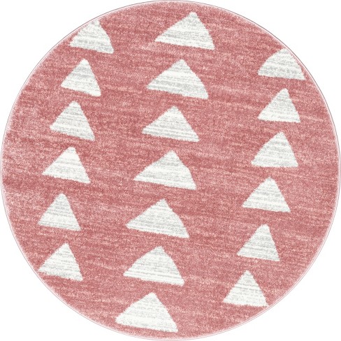Well Woven Tango Kids Pink Geometric Triangle Stain-resistant Area Rug ...