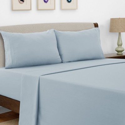 Full Size Bed Sheets Microfiber 4 Piece Bed Sheets With Embroidery ...