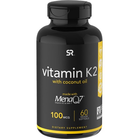 Sports Research Vitamin K2 With Coconut Oil, Plant Based, 100 Mcg, 60 ...