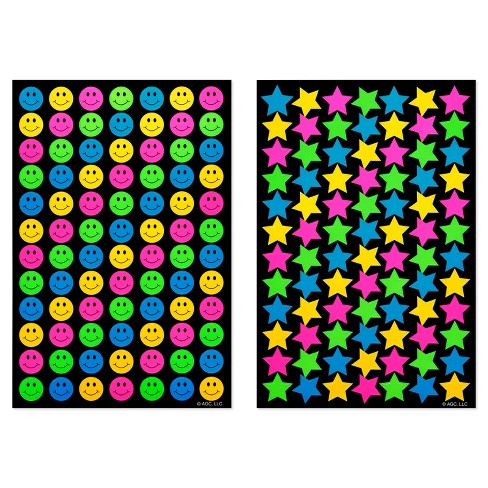 672ct Neon Smiley Face And Star Stickers: Reward & Teacher Stickers For ...