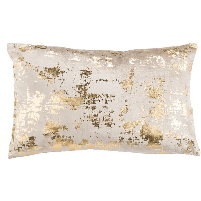 Edmee Metallic Pillow - Beige/gold - 12" X 20" - Safavieh : Target