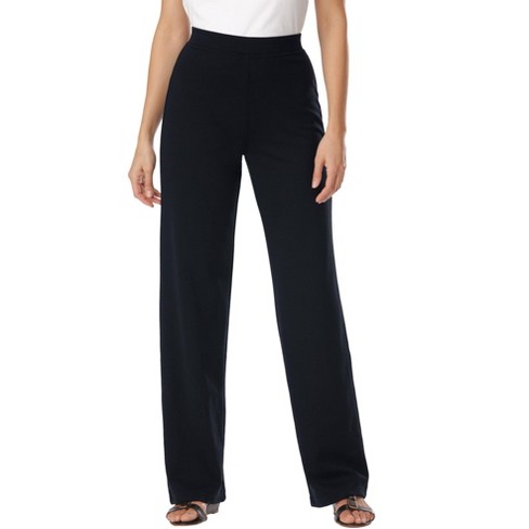 Woman Within Women's Plus Size Wide Leg Ponte Knit Pant - 24 W, Black ...
