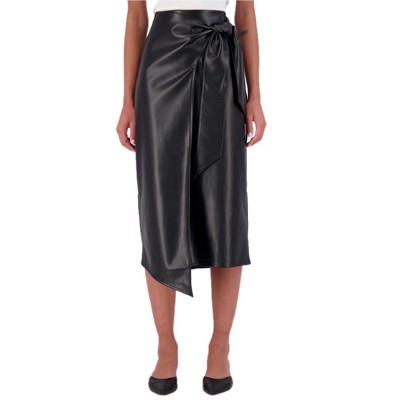 Ookie & Lala Super Soft Vegan Leather Side Tie Maxi Skirt Black Xs : Target
