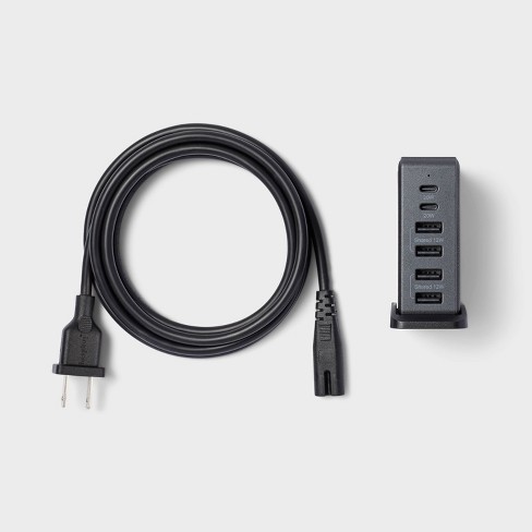 6-port Charging Hub Vertical 2c + 4a - Heyday™ Black Saffiano : Target