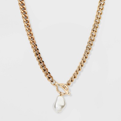 Pearl Pendant Necklace Set 2pc - A New Day™ Gold : Target