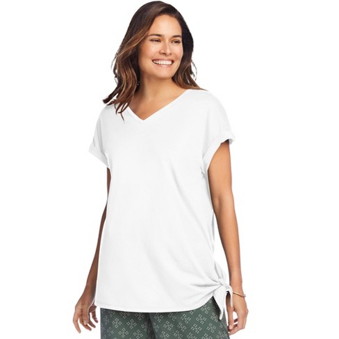 Woman Within Women's Plus Size Side Tie Knit Tee - 26/28, White : Target