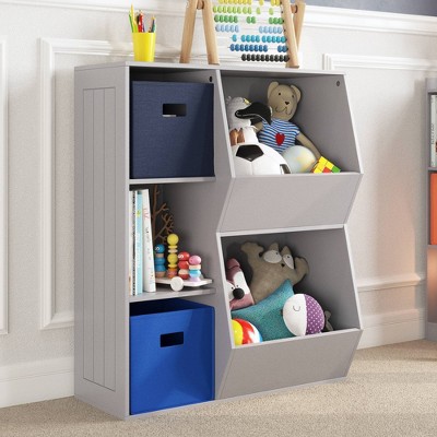 Kids' 3 Cubby With 2 Veggie Bin Floor Cabinet Gray - Riverridge : Target