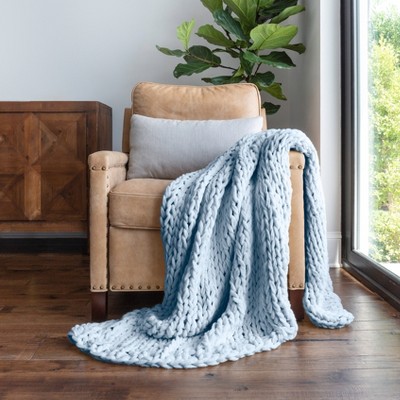 Chunky Knit Throw Blanket Braided, Soft & Cozy - Becky Cameron, Light ...