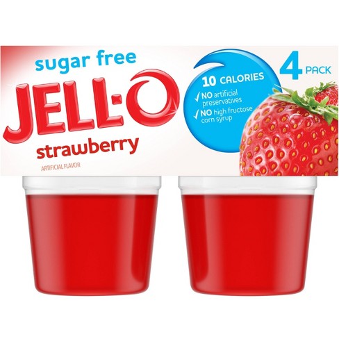 Jell-o Strawberry Sugar Free Jello Cups Gelatin Snack - 12.5oz/4ct : Target