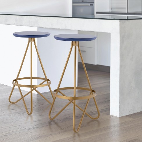 Jonathan Y Spiroa Modern Industrial Metal Backless Circular Bar Stool ...