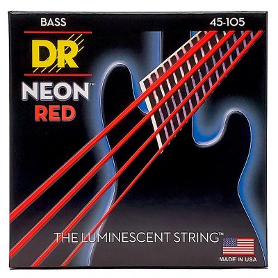 Dr Strings Hi-def Neon Red Coated Medium 4-string (45-105) Bass Guitar ...