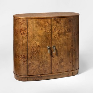 Burled Wood 2 Door Storage Cabinet with Decorative Hardware Dark Brown ...