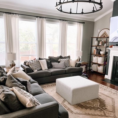 Boucle Upholstered Square Cocktail Ottoman - Oatmeal - Hearth & Hand ...