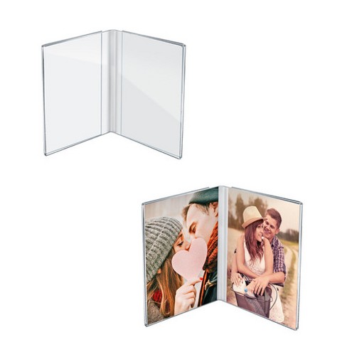 Azar Displays Clear Acrylic Double Photo Holder, Side By Side Dual ...