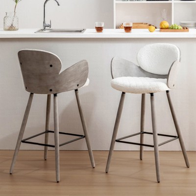 Homlux Set Of 2 Mid Century Bar Stool With Solid Wood Legs : Target