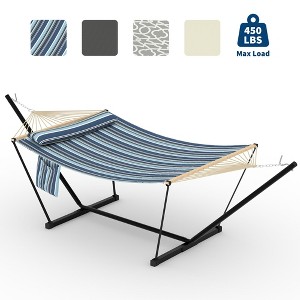Double Hammock with Stand, Heavy Duty Adjustable Steel Stand, Portable ...