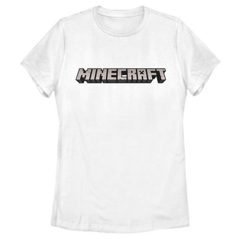Women's Minecraft Classic Logo White T-shirt - White - Medium : Target