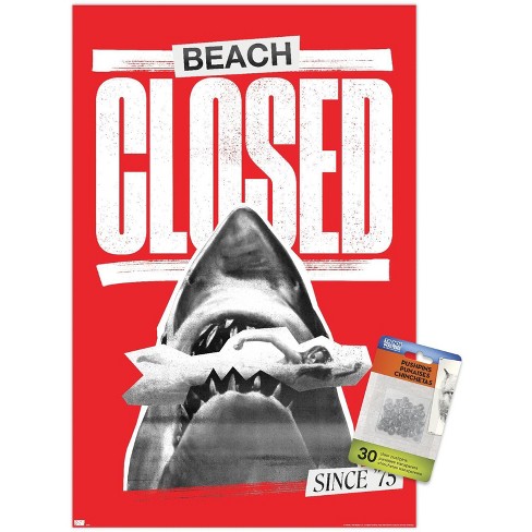 Trends International Jaws - Beach Closed Unframed Wall Poster Print ...