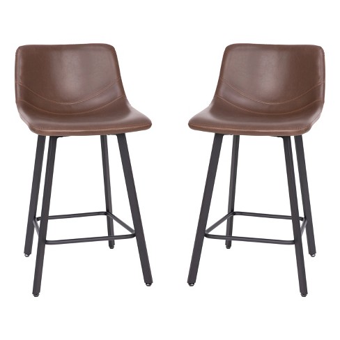 Merrick Lane Set Of 2 Modern Chocolate Brown Faux Leather Upholstered ...