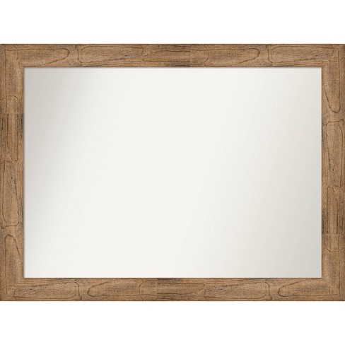 44" X 33" Non-beveled Owl Wood Bathroom Wall Mirror Brown - Amanti Art ...