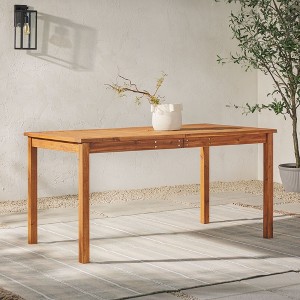 Walker Edison Contemporary Slat-Top Acacia Wood Outdoor Dining Table ...