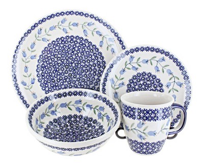 Blue Rose Polish Pottery Tulip Bouquet 16 Piece Dinner Set : Target