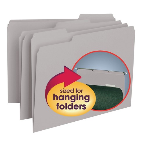 Smead Interior File Folder, 1/3-cut Tab, Letter Size, Gray, 100 Per Box ...