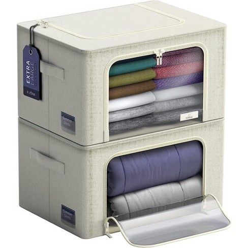 Sorbus 2 Pack Jumbo Foldable Storage Box - Metal Frame, Oxford Fabric ...