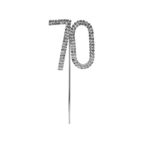 O'creme Rhinestone Silver-colored Number-70 Cake Topper 2 Inch : Target