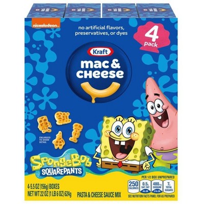 Kraft Spongebob Shapes Mac & Cheese - 4pk / 5.5oz : Target