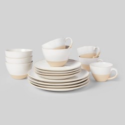 16pc Porcelain Beaded Rim Dinnerware Set White - Threshold™ : Target
