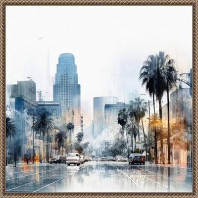 Amanti Art 22"x22" Graphic City Iii Miami By Irena Orlov Framed Canvas ...
