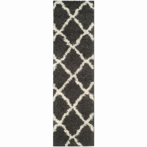 Dallas Shag Sgd257 Power Loomed Indoor Runner Rug - Dark Grey/ivory - 2 ...