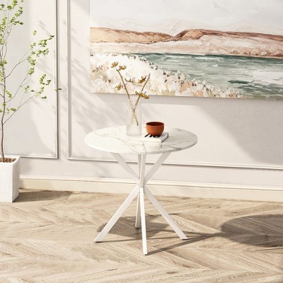 Costway Dining Table Round White Modern Dining Table 31.5'' W/solid ...