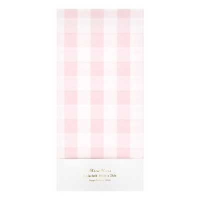 Meri Meri Pink Gingham Paper Tablecloth (Pack of 1) : Target