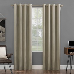 96"x52" Kline Burlap Weave Thermal 100% Blackout Grommet Top Curtain ...